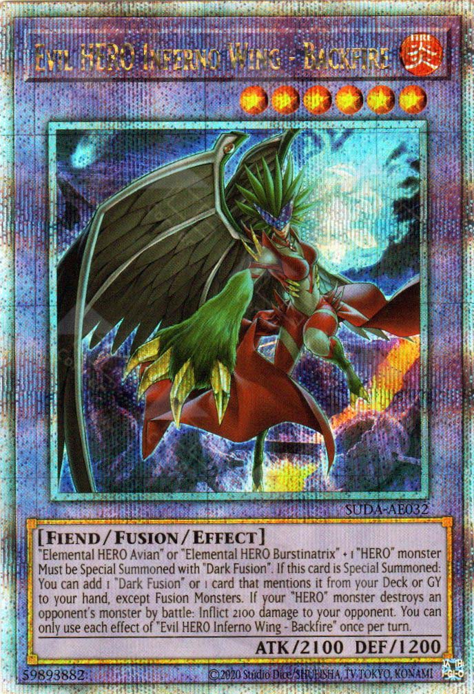Suda-AE032 Evil HERO Inferno Wing - Backfire (QCSR) – TCG Corner