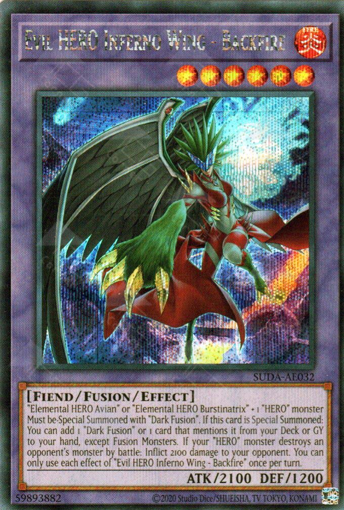 Suda-AE032 Evil HERO Inferno Wing - Backfire (SER) – TCG Corner